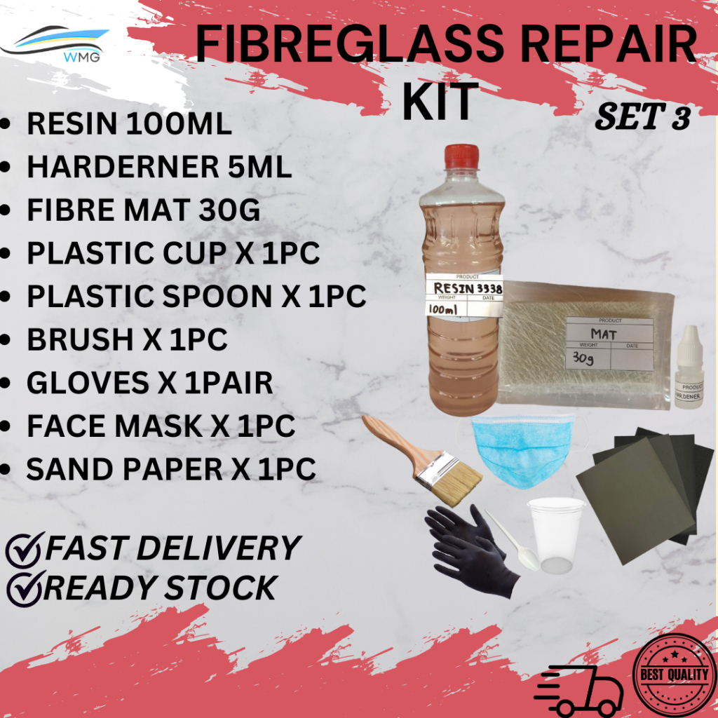 Fiberglass FRP Repair Kit SET (9in1) | Shopee Malaysia