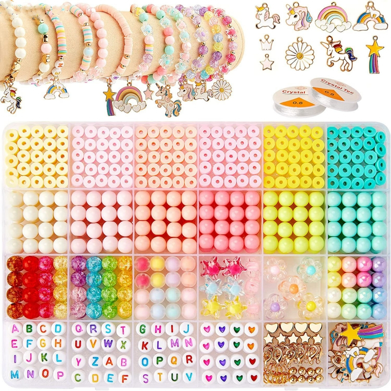 1340pcs Beads Bracelet DIY Kit Set Alphabet Beads Name Keychain DIY ...