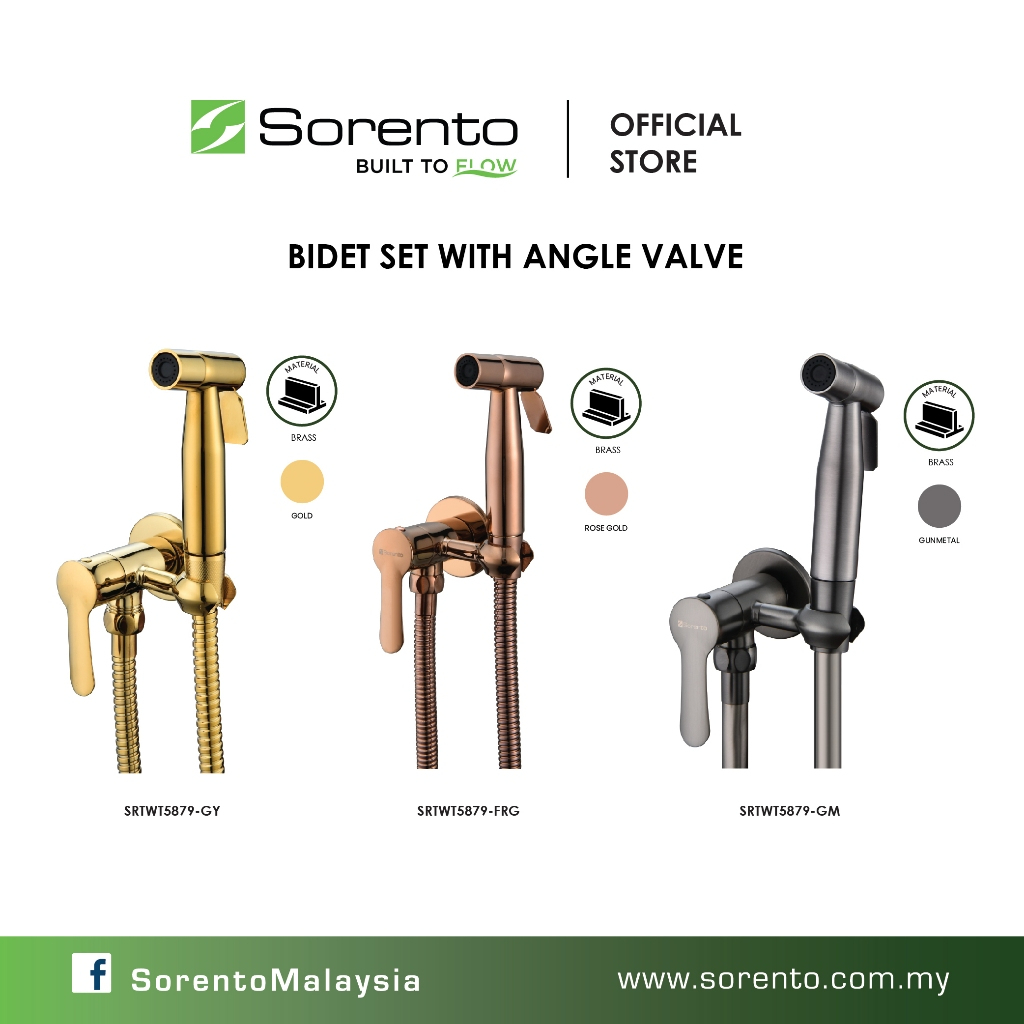 SORENTO BIDET SET with angle valve solid brass material SRTWT5879-GY ...