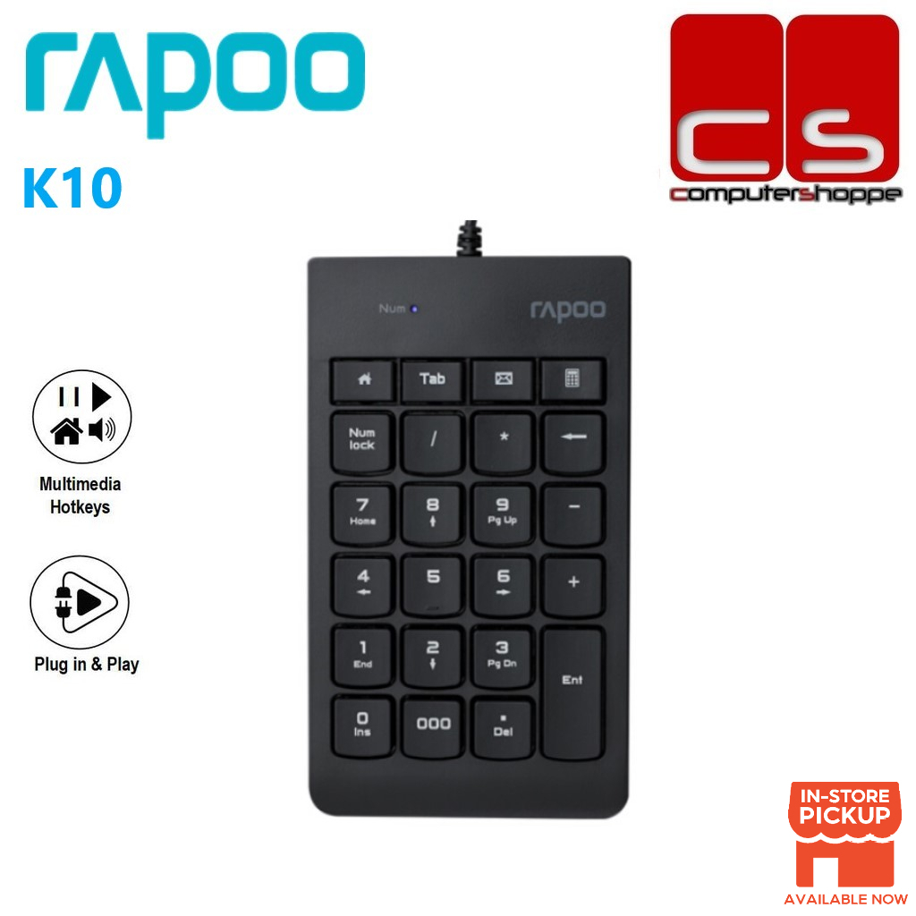 Rapoo K10 Compact Wired Number Keyboard | Shopee Malaysia