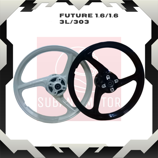 SPORT RIM ENKE1 3 BATANG FULL CHOP FUTURE125 KILAT HITAM PUTIH 303 3L ...