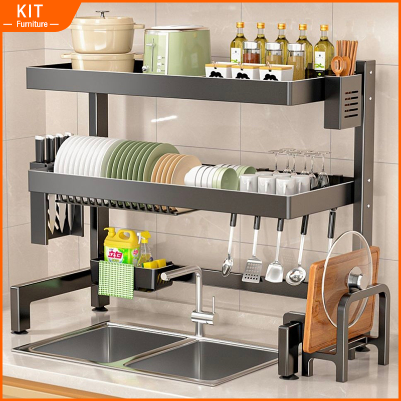 Kit Rak Pinggan Sinki Mangkuk Stainless Steel Rak Dapur Drying Rack ...