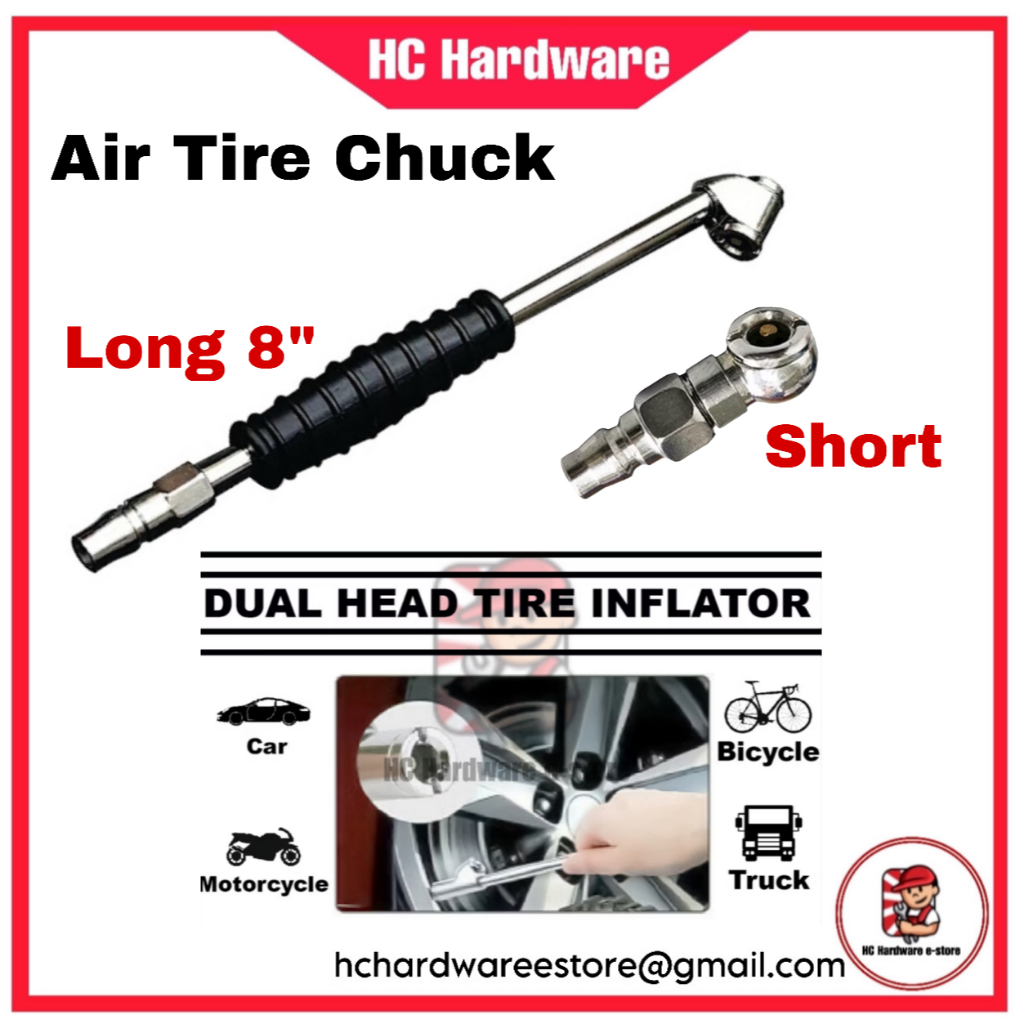 Tire Air Inflator Dual Head Chuck Valve Air Pressure Air Tyre Pressure ...