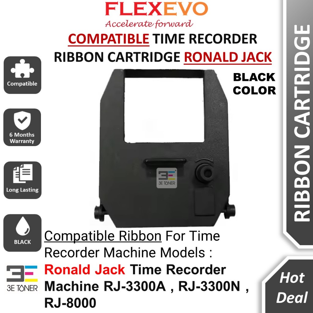Compatible Ronald Jack 3300 Black Time Recorder Ribbon Cartridge Black ...