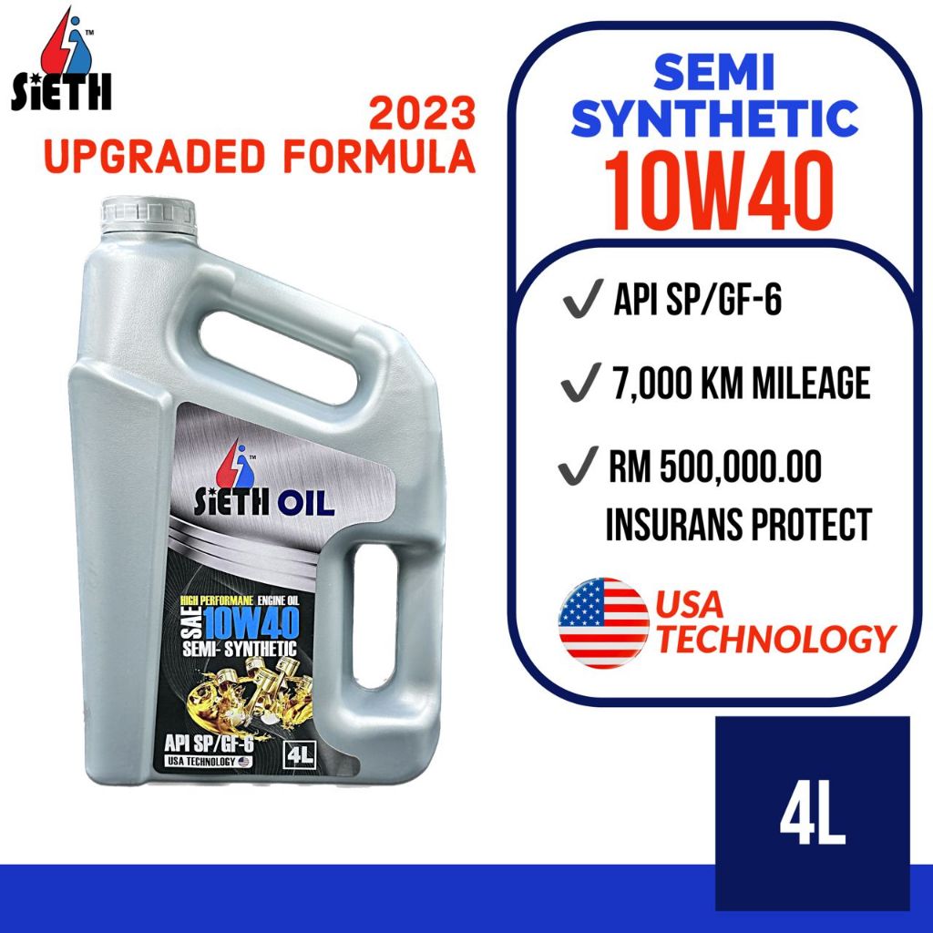 【100% ORIGINAL】SIETH 10W40 SEMI SYNTHETIC (4L) ENGINE OIL API SP/GF-6 ...
