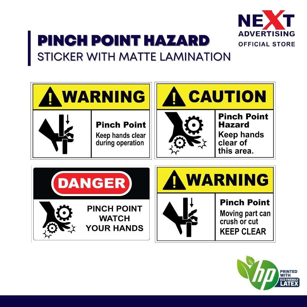 Pinch Point Hazard Sign | Sticker With Matte Lamination | Shopee Malaysia