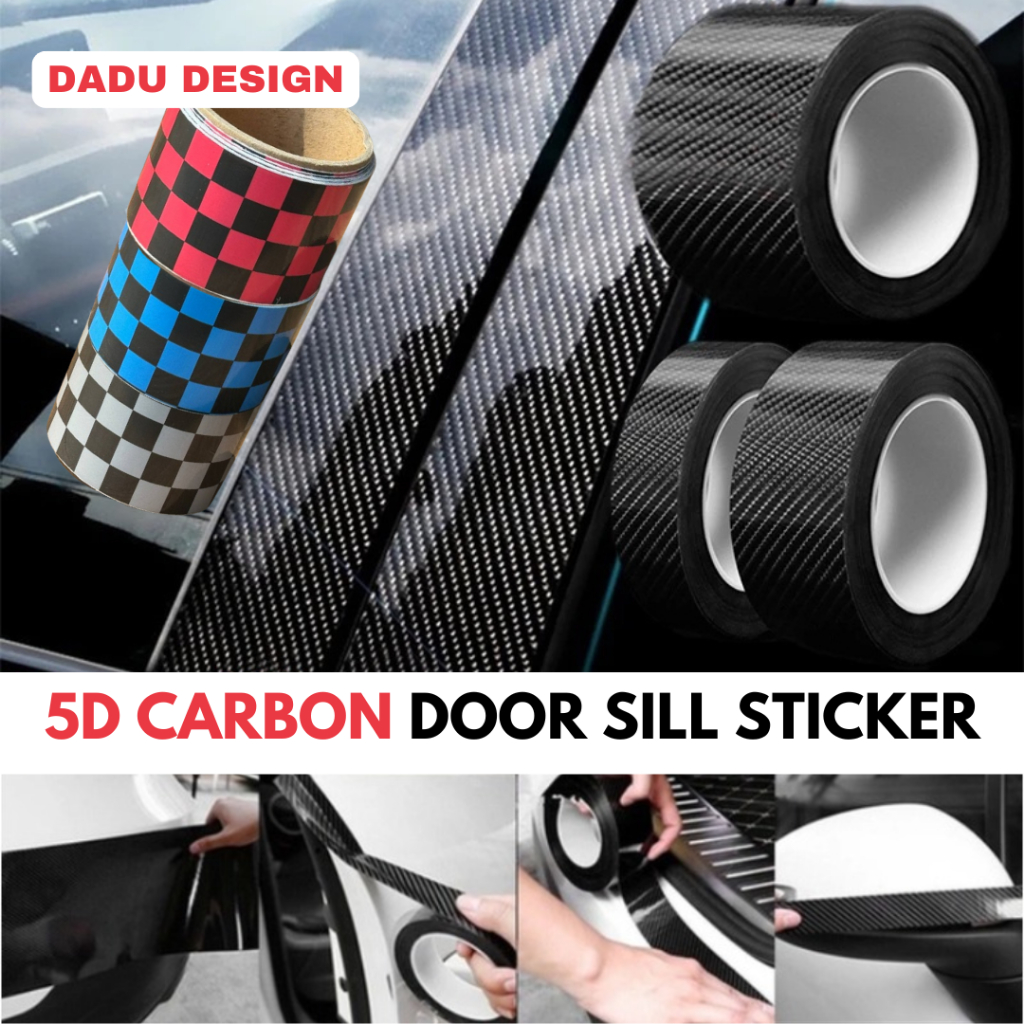 5D 6D CLEAR Carbon Fiber Black Car Bumper Door Guard Protection Film ...