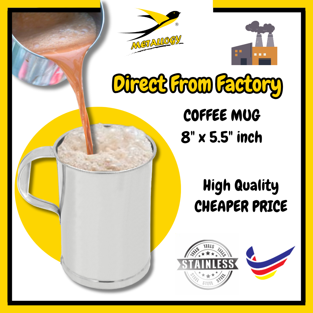 Metallogy 2.4 Litre Stainless Steel Mug/Cawan Besi / Teh Tarik Mug With ...