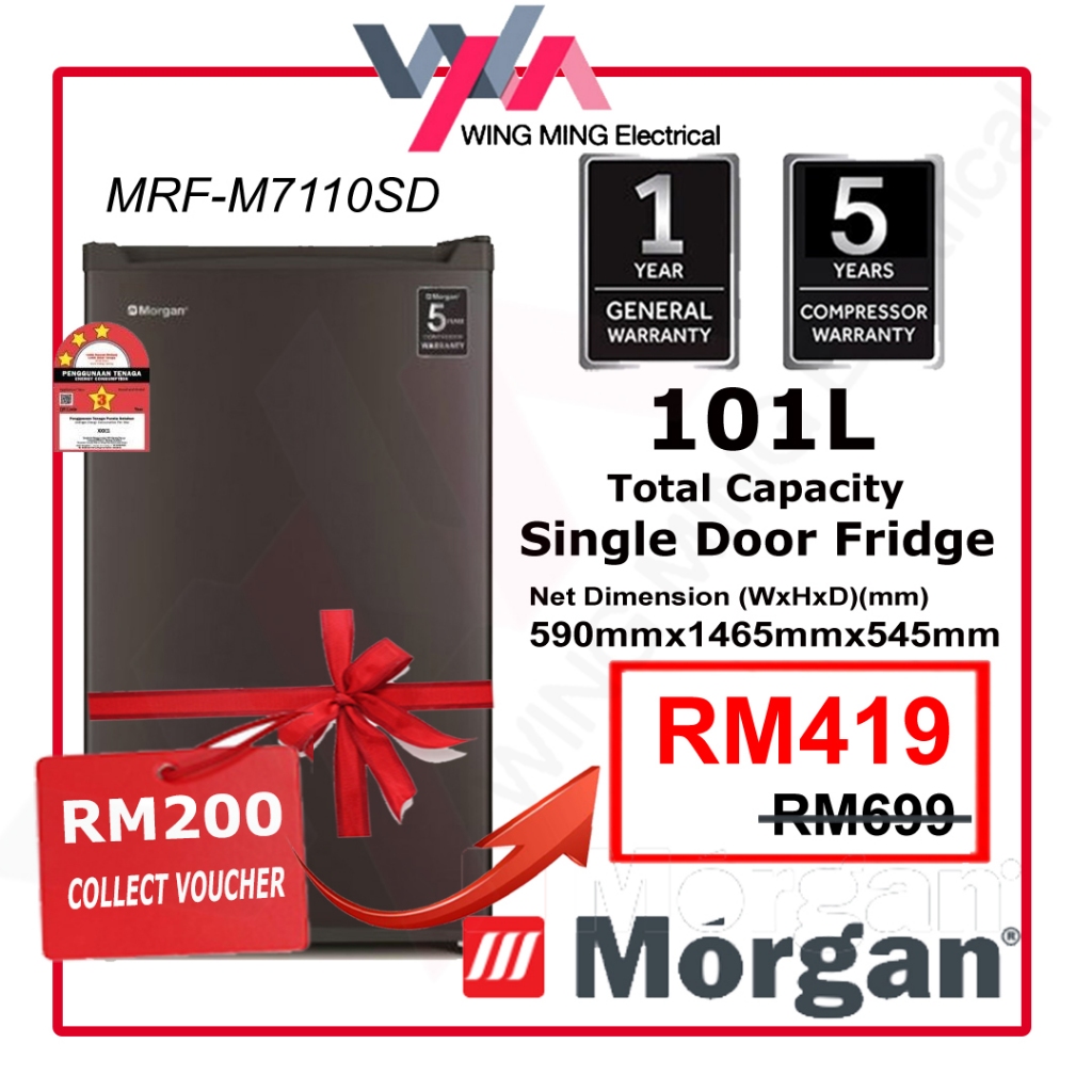 Morgan 101L Refrigerator 1 Door/Peti Ais 1 Pintu (MRF-M7110SD) Peti ...