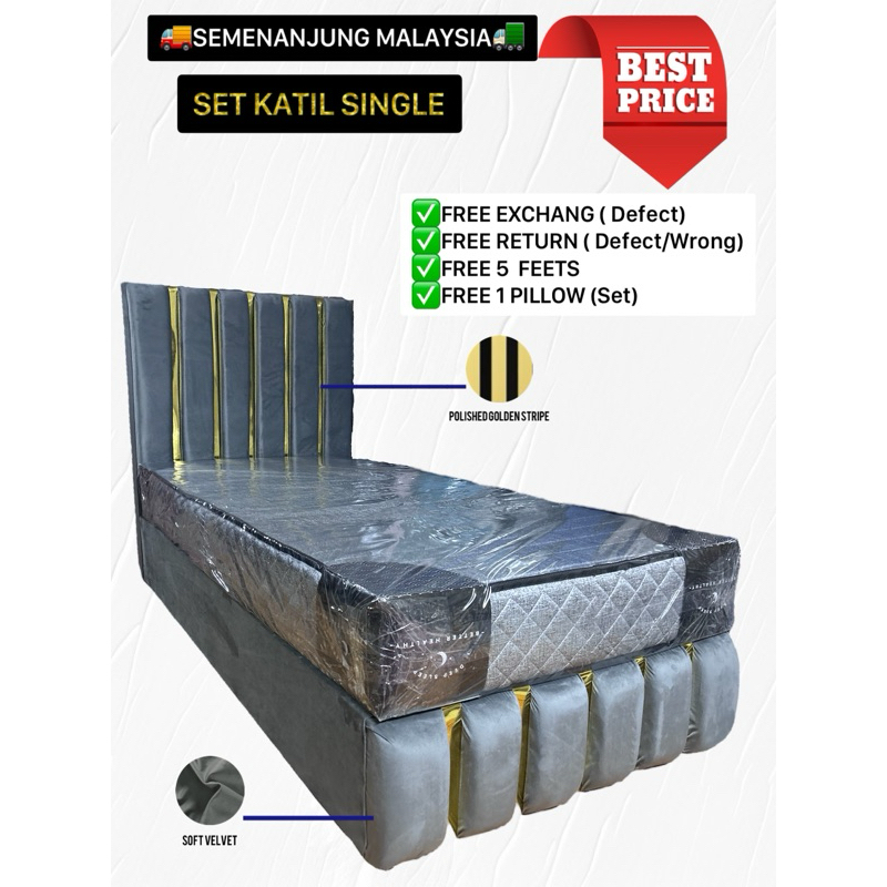 Set Katil single/ENGLISH DESIGN Single Bed/Katil Bujang/Katil divan ...