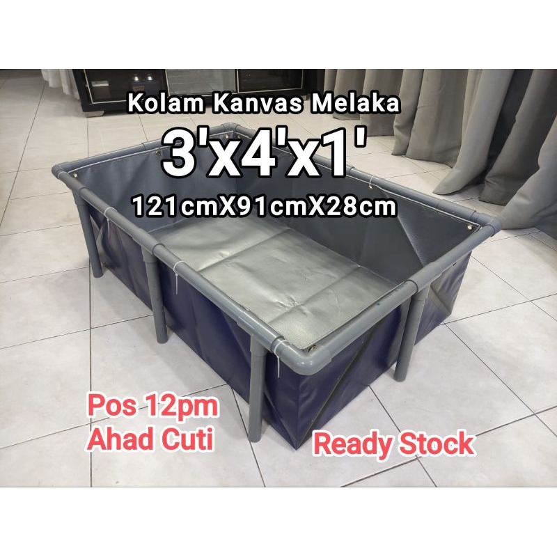 Kolam Kanvas Ikan/Udang 3'x4'x1' + Frame PVC 20mm. Canvas pond for Fish ...