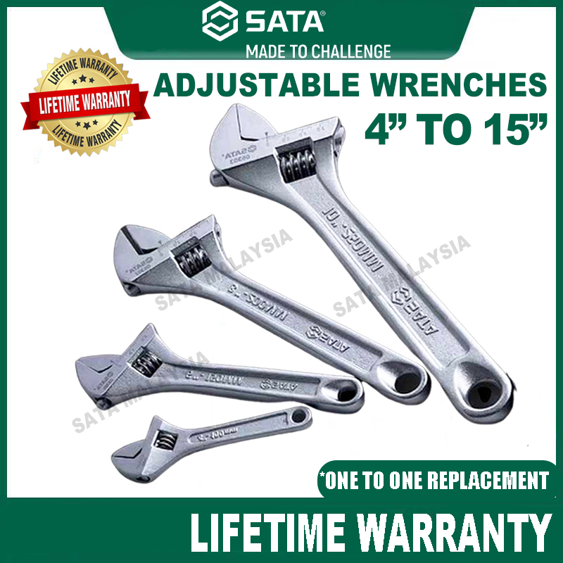 SATA Adjustable Wrench 4" 6" 8" 10" 12" 15" High Quality Spanner Spana ...