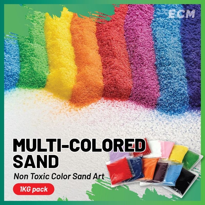 MULTI-COLORED SAND (1KG / 500GRAM PACK) NON-TOXIC, FREE FLOWING COLOR ...