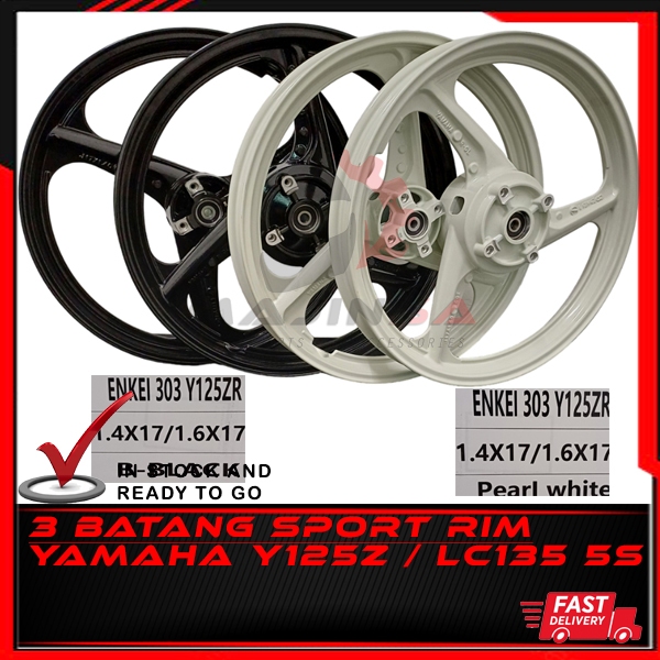 SPORT RIM 3 BATANG FULL CHOP YAMAHA Y125Z LC135 5 SPEED 3L 303 SPORT RIM KILAT BLACK SUSU PUTIH ...