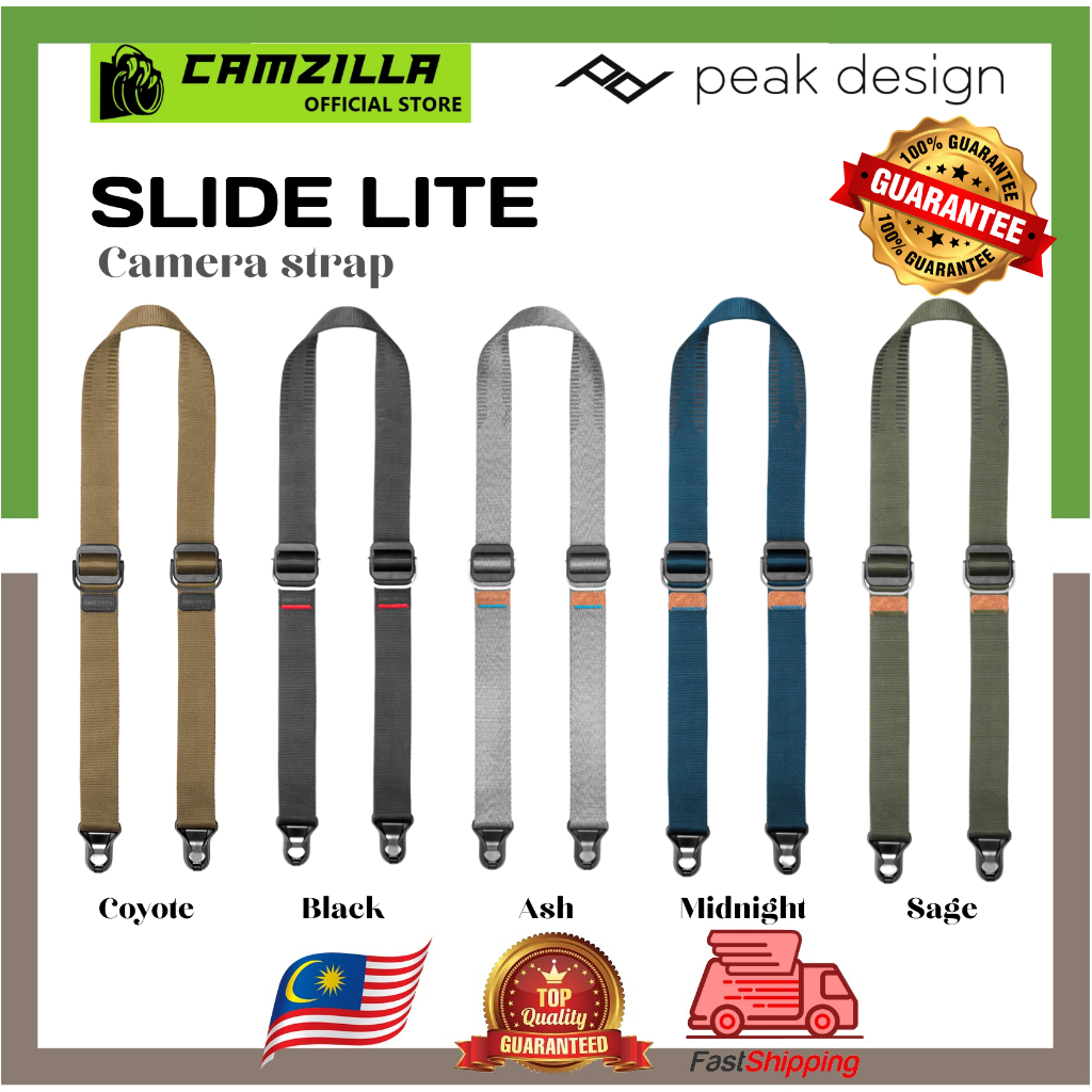 Peak Design Slide Lite Strap - Camera Strap - MIDNIGHT / SAGE / ASH ...