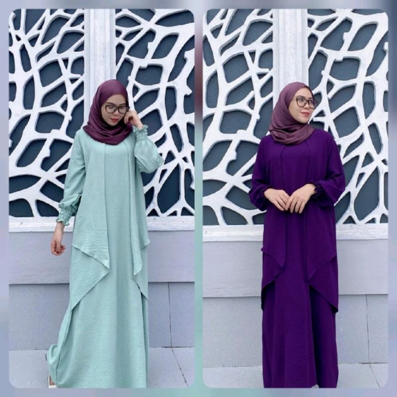 NAURA JUBAH IRONLESS MATERIAL CEY CREPE BY HARIKA AISHAH STYLE | Shopee ...