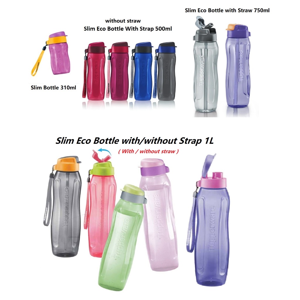 Tupperware Slim Eco Bottle 310ml/ 500ml/ 750ml/ 1L Bottle OR Flip Cap ...