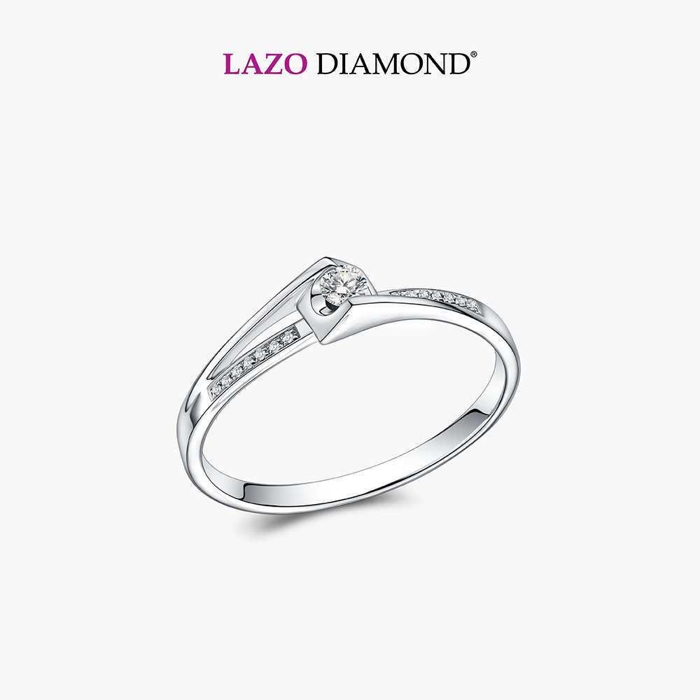 LAZO DIAMOND Sparkling Swirl Bypass Diamond Ring in 9k White Gold ...