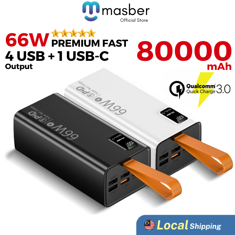 MASBER Power Bank K7 Fast Charging Four USB Portable Digital Display ...