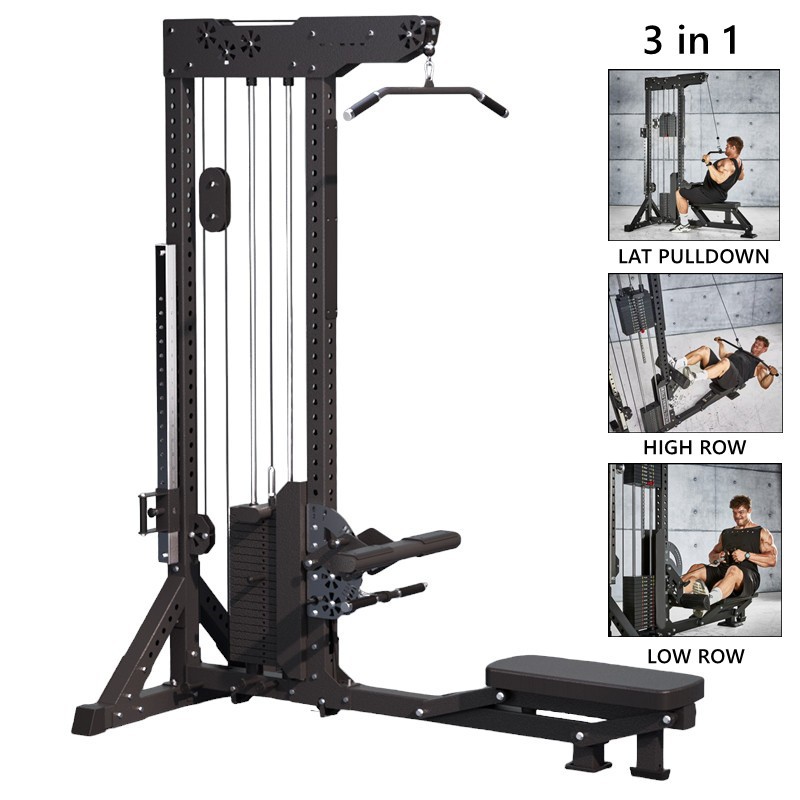 100kg Commercial 3in1 Lat Pulldown High Low Row Machine Cable Back ...