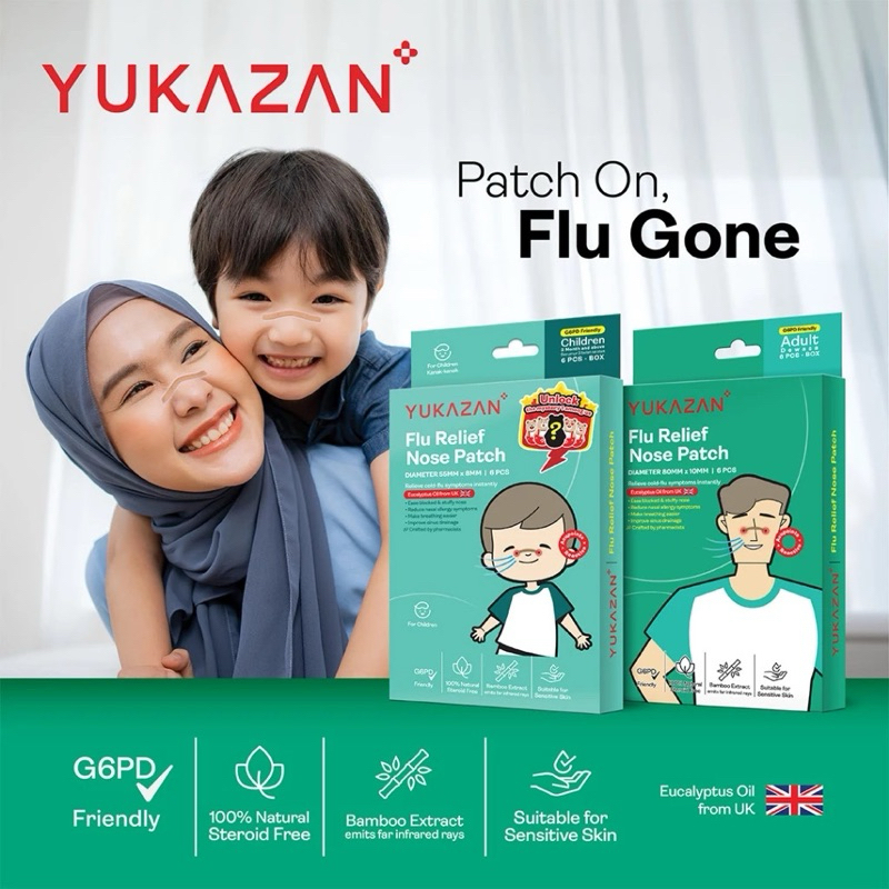 YUKAZAN FLU RELIEF NOSE PATCH Adult/Children 6’S | Shopee Malaysia