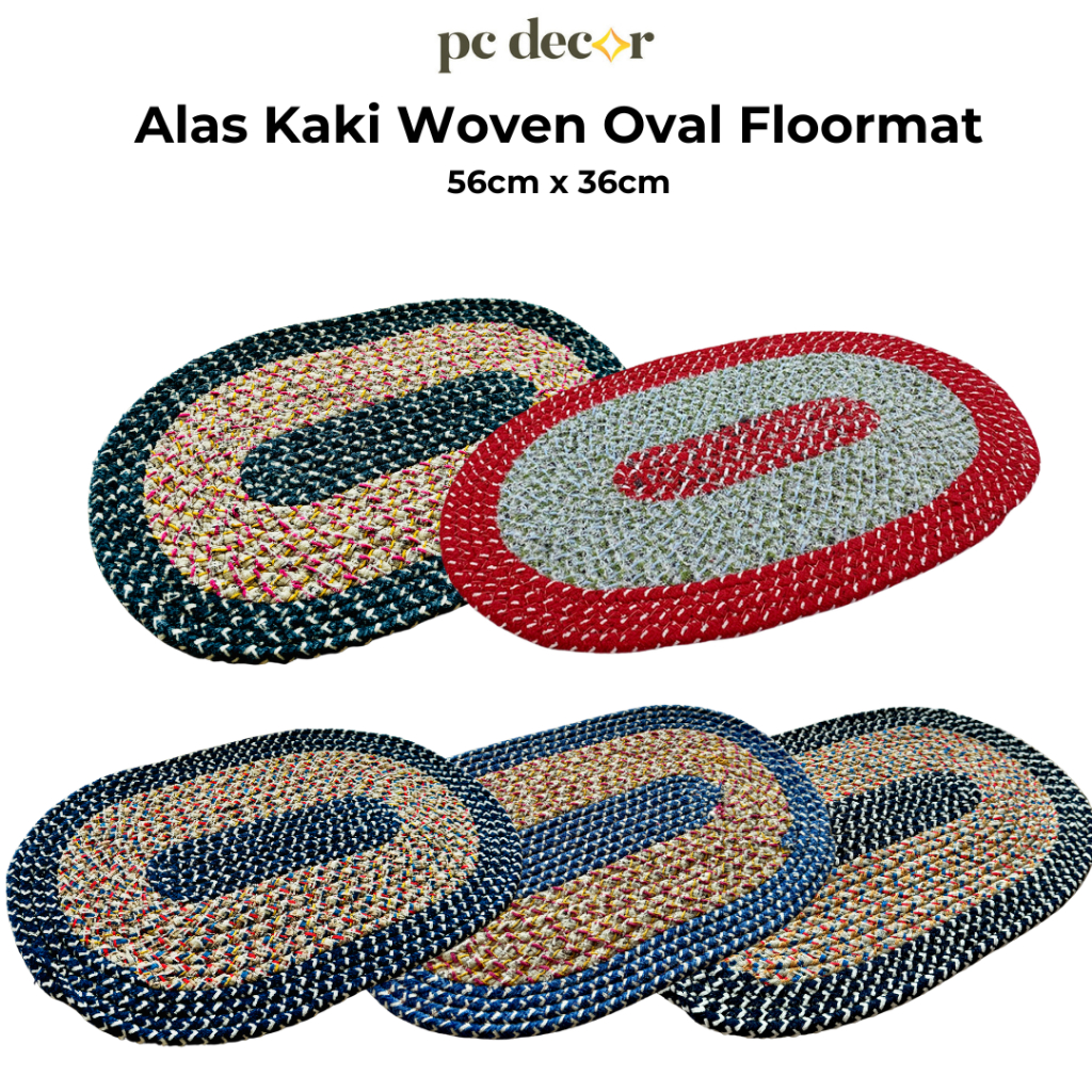 PCDECOR Alas Kaki Kain Oval Cloth Made Floor Mat Door Mat Karpet Rug ...