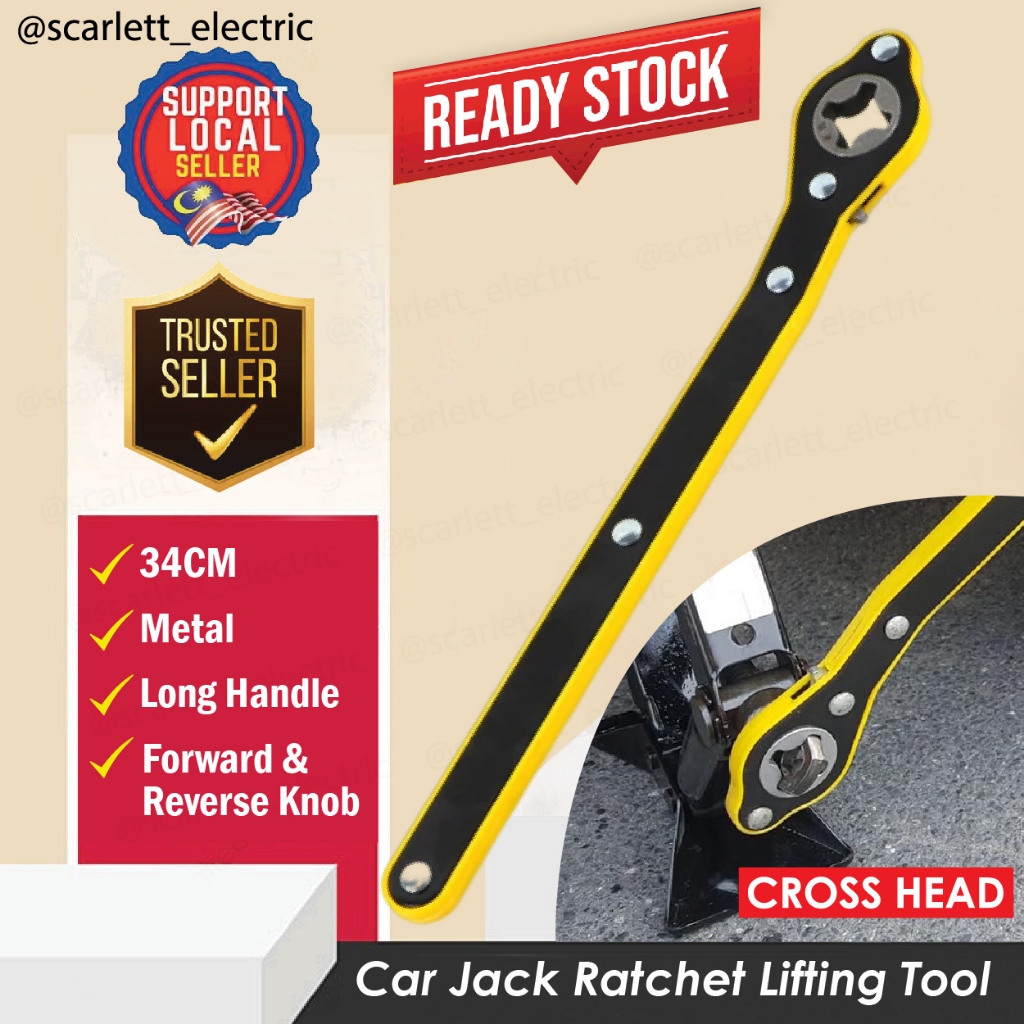360° Swivel Easy Grip Jack Scissor Ratchet Wrench Car Tire Jack Lifting ...