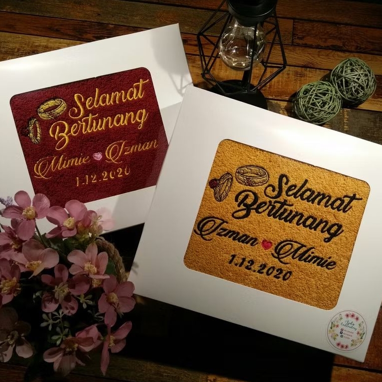 Tuala Sulam EKSKLUSIF Hantaran Tunang / Tuala Sulam PREMIUM FREE Box ...