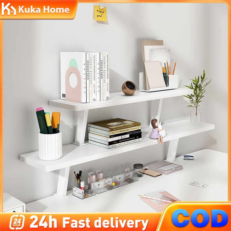 📚Rak Buku Desktop Bookshelf Simple Table Organizer Home Office Tabletop ...