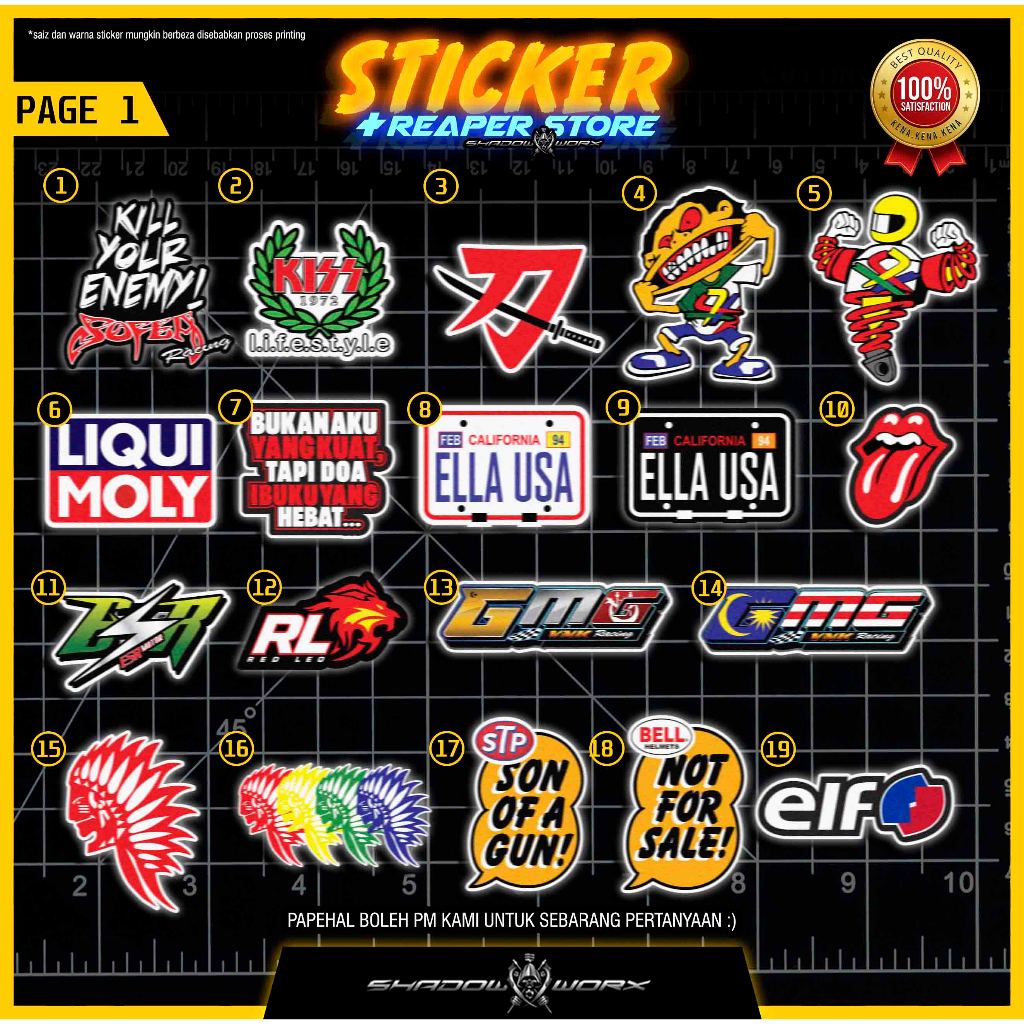 STICKER PRINT ESR / ELLA / STP/ BENETTON / BELL / SHELL / MALAYSIA ...