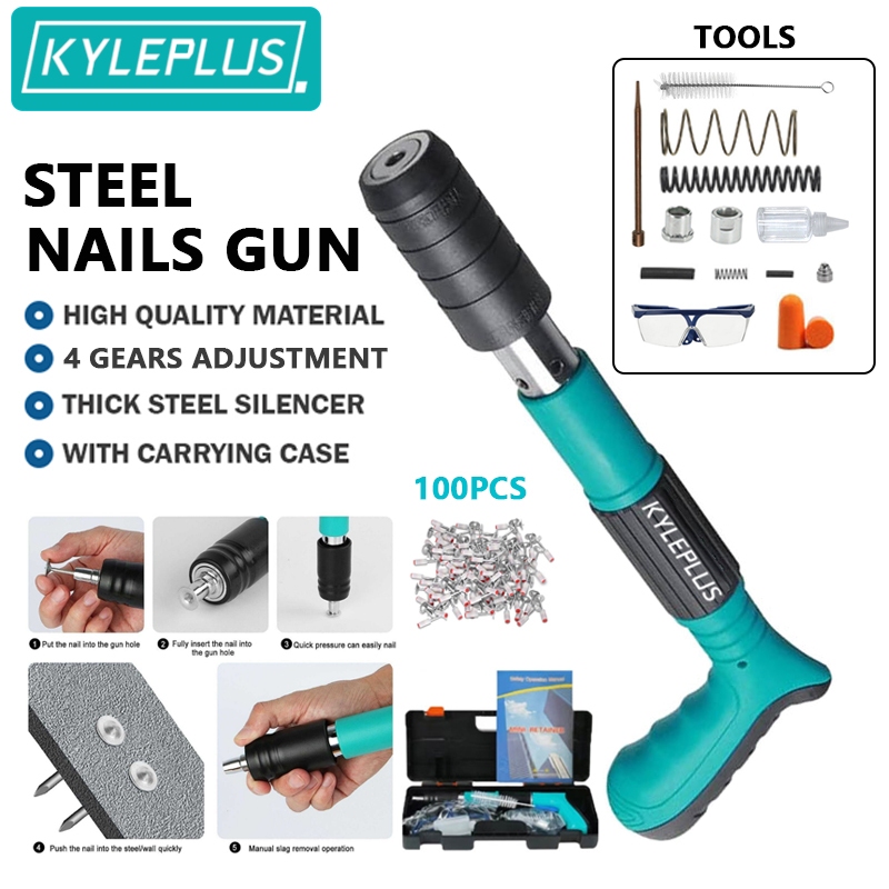 🔥Free 100 Nails🔥Manual Steel Nails Gun Concrete Rivet Tool Steel Rivet ...