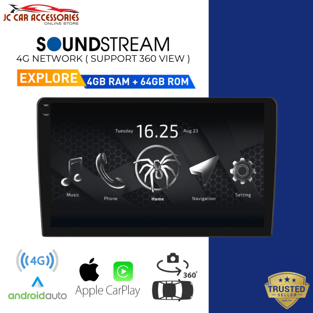 SOUNDSTREAM Anzuo Explore 360 Cam Supported, DSP & 4G SIM Car Android ...