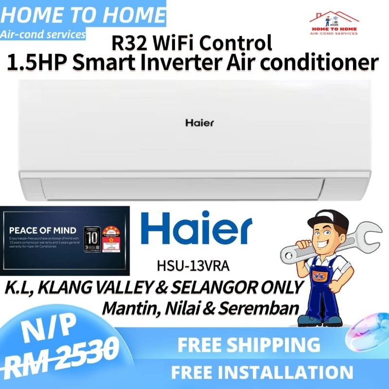 [Installation] Haier 1.5hp (HSU-13VRA) R32 5 Star WIFI Smart Inverter UVC Sterilization Air ...