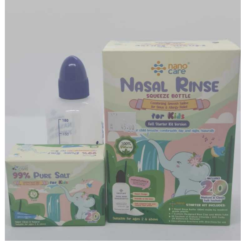 NanoCare Nasal Rinse for Kids Age 2 & above Starter kit (bottle 180ml ...