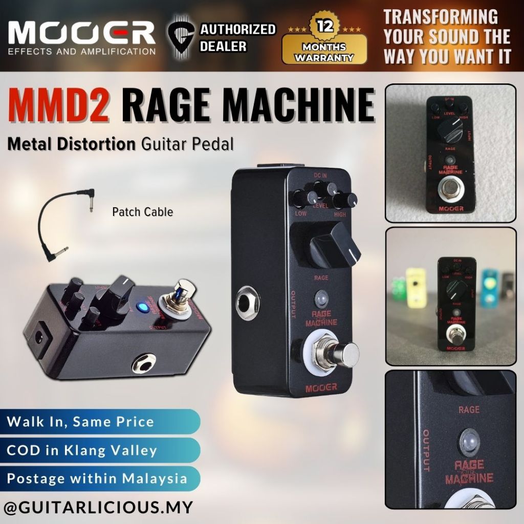 Mooer MMD2 Rage Machine Metal Distortion Micro Series Guitar Pedal ...