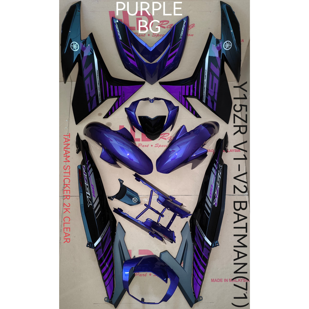 YAMAHA Y15ZR V1 V2 PURPLE/BG COVER SET PURPLE PURBA BATMAN BODY SET ...