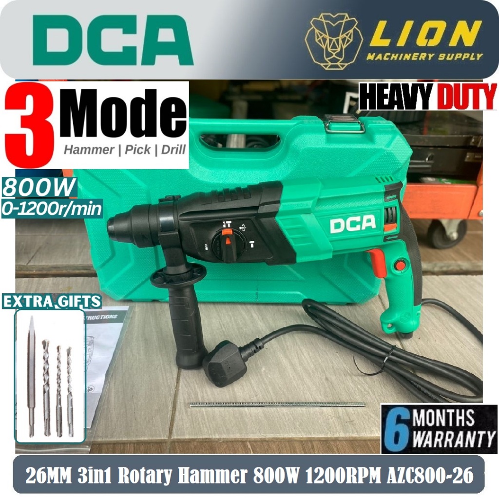 DCA 800W 26mm 3-Mode SDS-Plus Rotary Hammer Drill AZC800-26 - Free ...