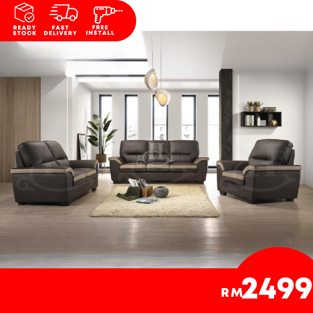 I HOME LUCCI Casa Leather 1+2+3 Seater Sofa Set | Shopee Malaysia