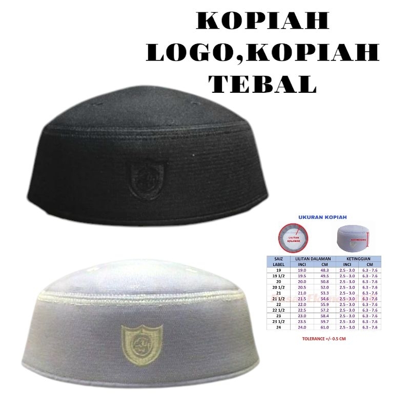 KOPIAH LOGO,KOPIAH TAHFIZ..KOPIAH HITAM PUTIH | Shopee Malaysia