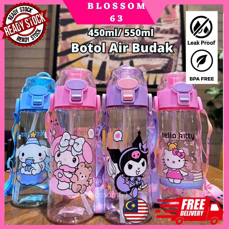 550ml/450ml Botol air Kuromi Bottle Water Bottle Kids Tritan BPA Free Botol Air Budak School ...