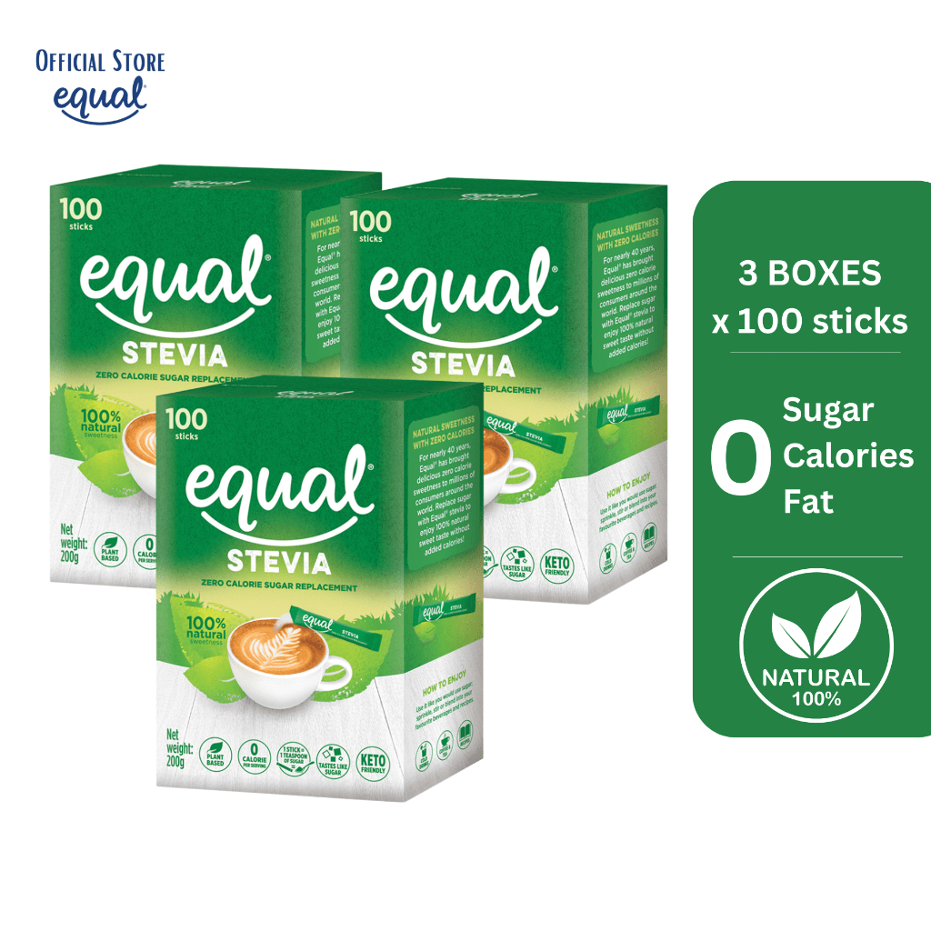 [Bundle of 3] EQUAL Stevia 100% Natural Zero Calorie Sweetener 100 ...