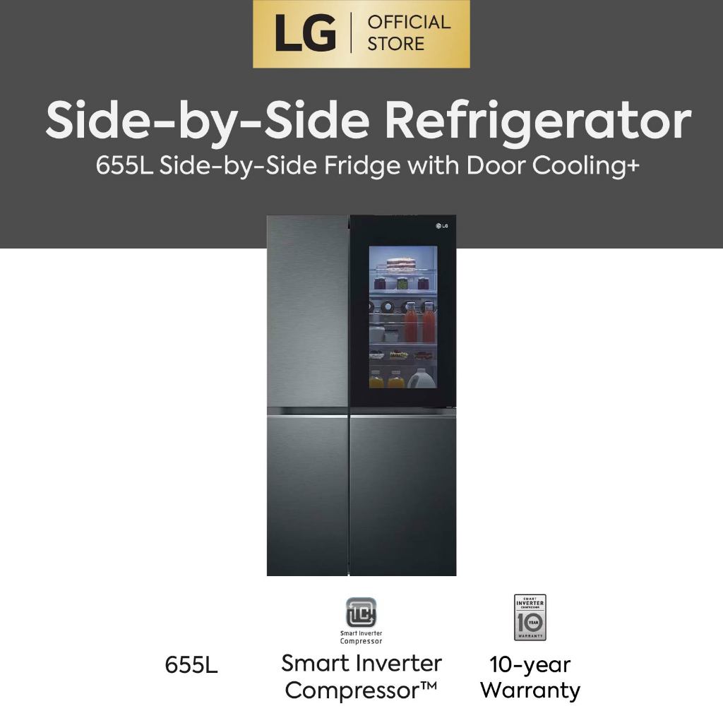 LG 655L Side by Side Fridge in Matte Black Finish GC-V257CQFW | Shopee ...