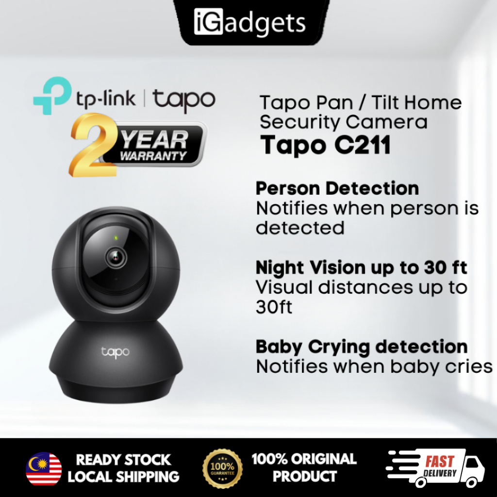 TP-LINK TAPO C211 CCTV 2K QHD Pan/Tilt Home Security Camera | Shopee ...