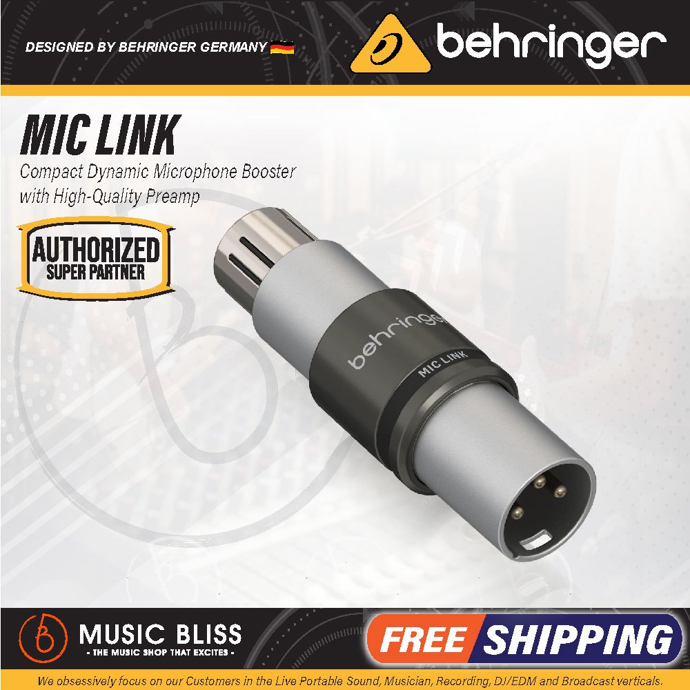 Behringer MIC LINK Compact Dynamic Microphone Booster with Preamp ...