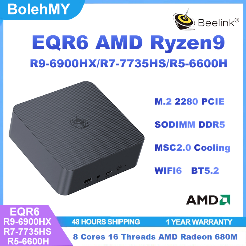 Beelink EQR6 AMD Ryzen9 6900HX/R7-7735HS/R5-6600H DDR5 M.2 2280 PCIE SSD WIFI6 BT5.2 Gaming MINI ...