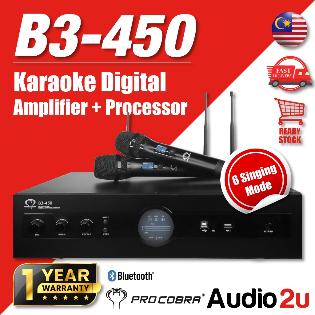 Pro Cobra B3-450 450W 3 IN 1 Karaoke Digital Amplifier + Processor ...