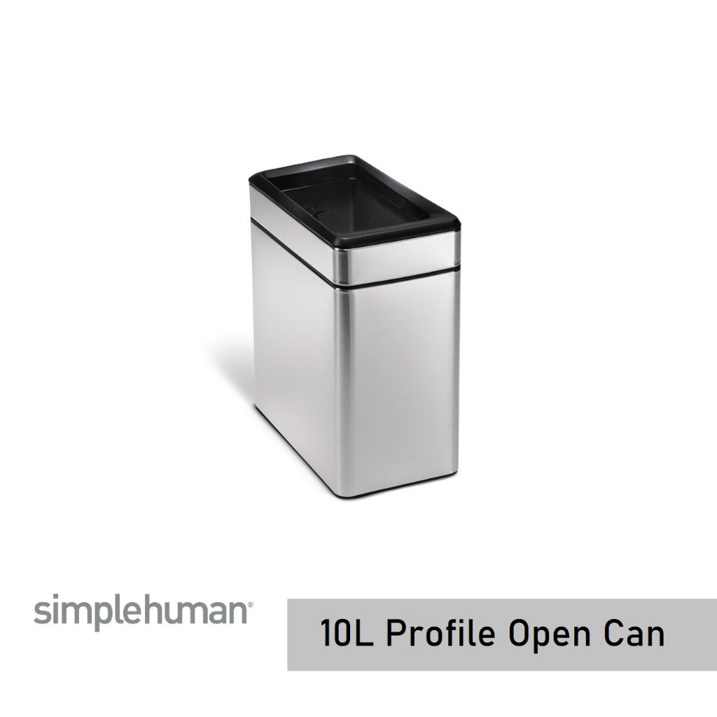 simplehuman 10L Open Profile Trash Can Stainless Steel Premium Garbage ...