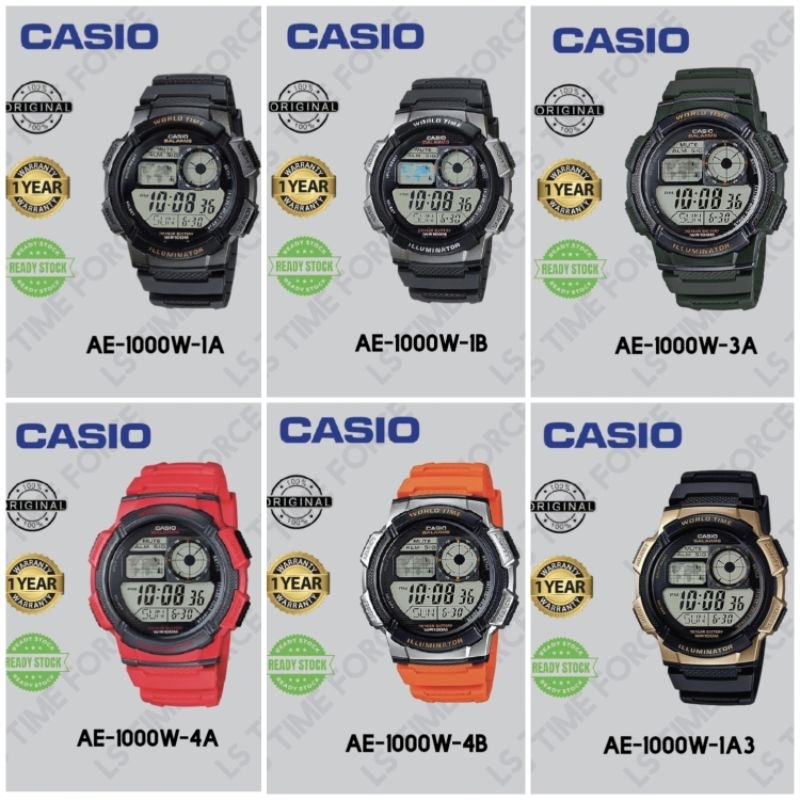 Original Casio AE-1000W Men’s Digital Watch | World Time | Waterproof | LED Light | 10-Year ...