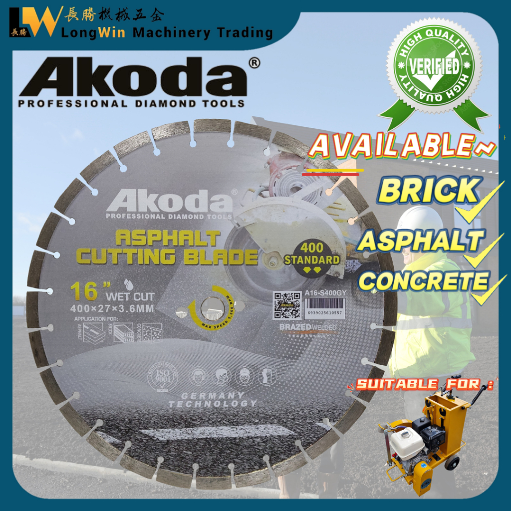 AKODA A16-S400GY Diamond Saw Blade ASPHALT Cutting Blade 16'' Max Speed 5300RPM | Shopee Malaysia