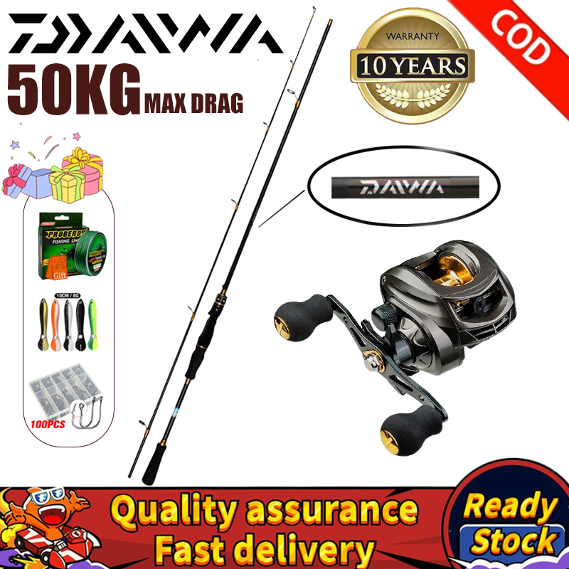 Daiwa set fishing rod solid carbon fiber rod ultralight fishing reel casting rod joran pancing ...